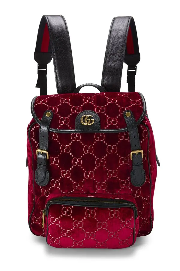 Gucci Velvet Backpack With Gg Embroidery