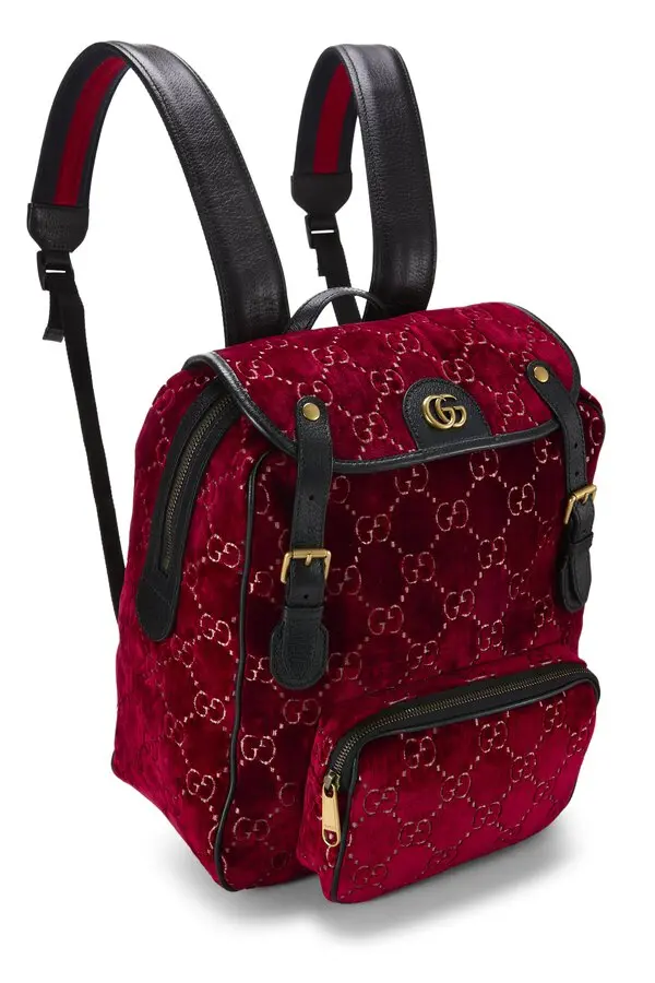 Gucci Velvet Backpack With Gg Embroidery