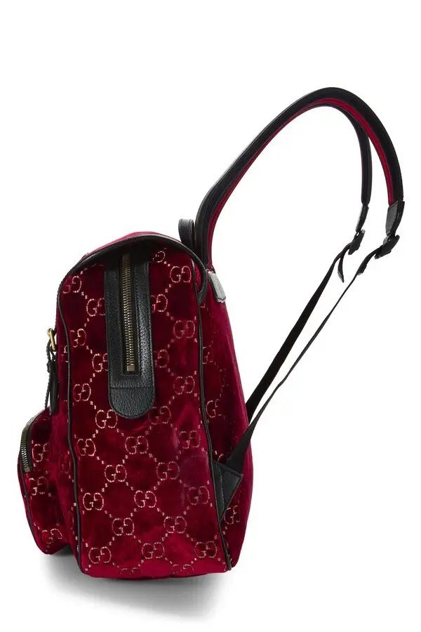 Gucci Velvet Backpack With Gg Embroidery
