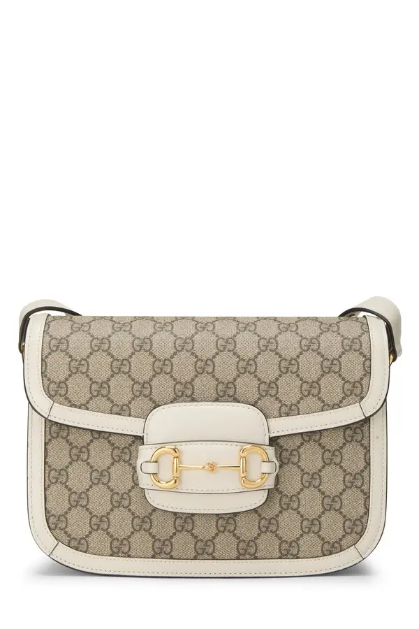 Gucci Original Gg Supreme 1955 Horsebit Shoulder Bag - Beige