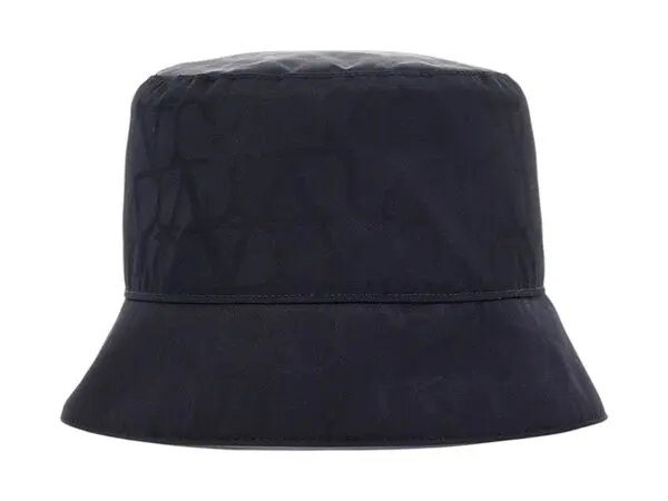 Valentino Garavani Toile Iconographe Reversible Bucket Hat With Pouch Pocket - Navy Blue