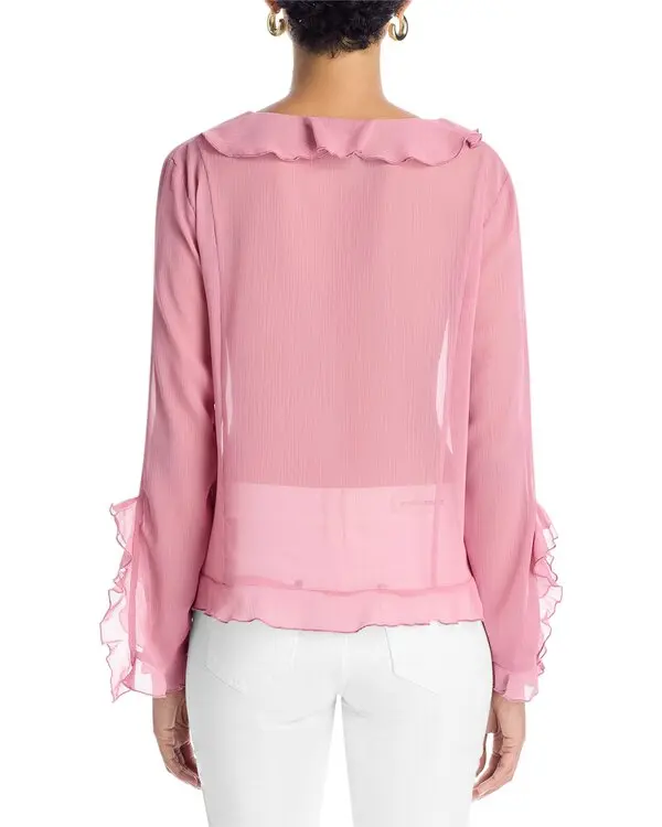 LUCY PARIS V-neck Ruffle Top