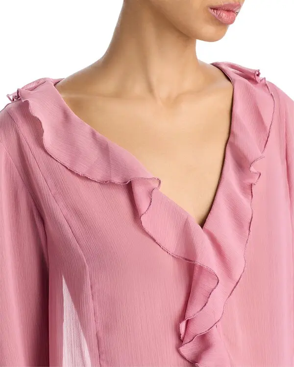 LUCY PARIS V-neck Ruffle Top