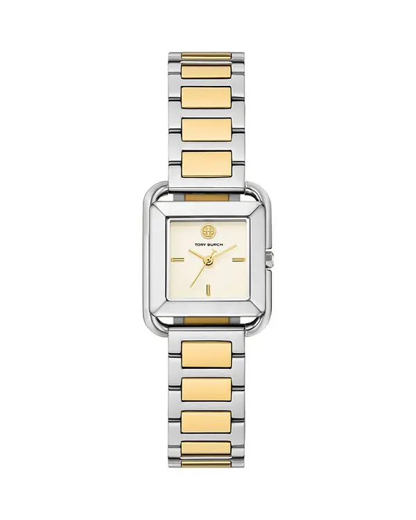 Tory Burch The Kira Square Stainless Steel Watch - White/two Tone