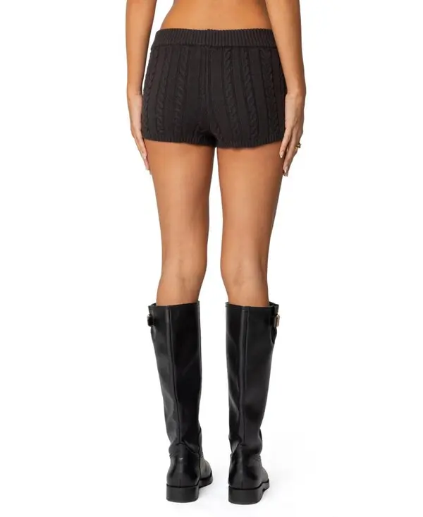 EDIKTED Avey Cable Knit Shorts - Dark Gray