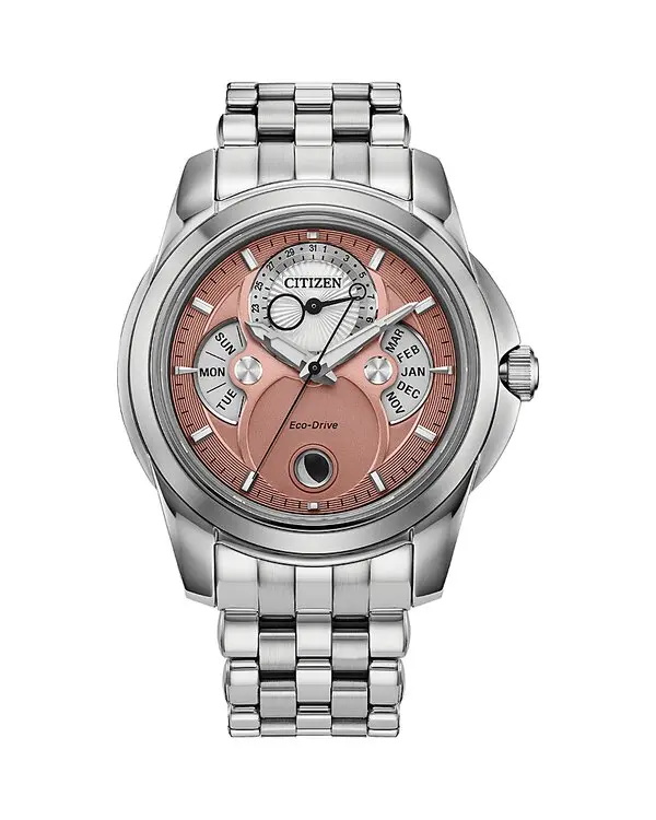 Citizen Eco Drive Classic Calender Bracelet Watch - Pink/silver