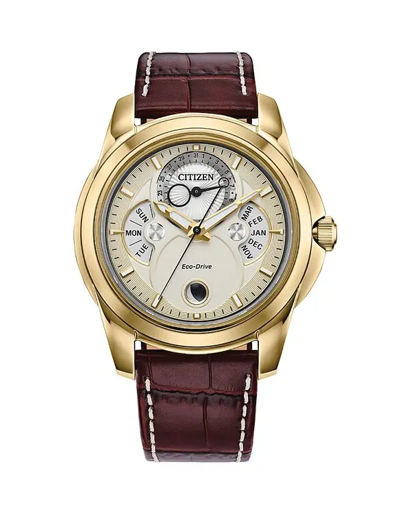 Citizen Eco Drive Classic Calendrier 42mm Watch - White/brown