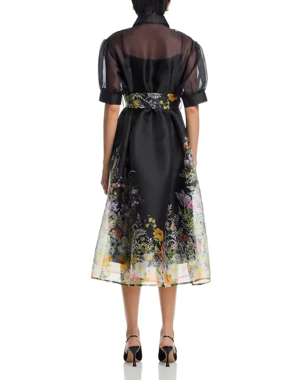NANCY YANG Floral Print Shirt Dress