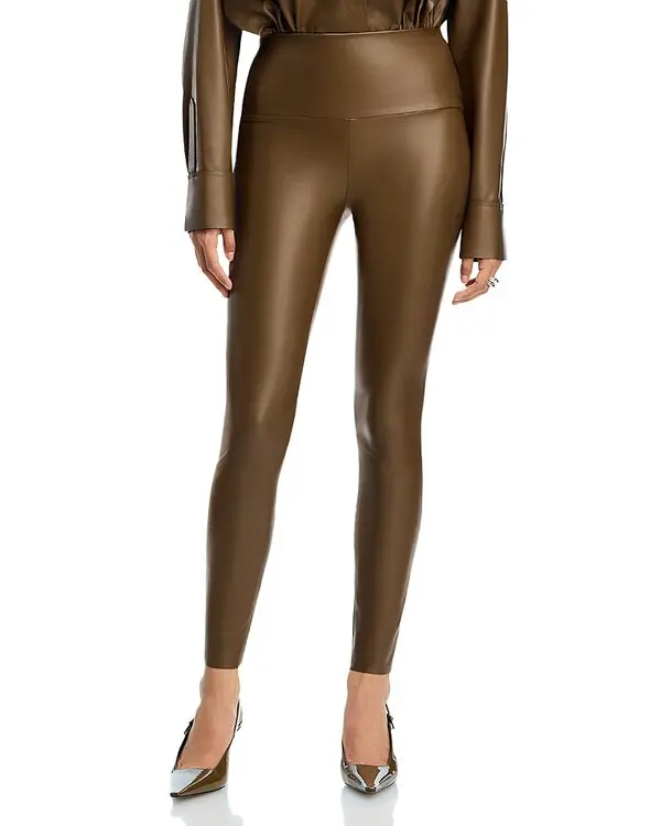 Norma Kamali Faux Leather Long Leggings - Bark