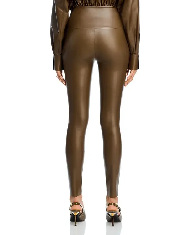 Norma Kamali Faux Leather Long Leggings - Bark