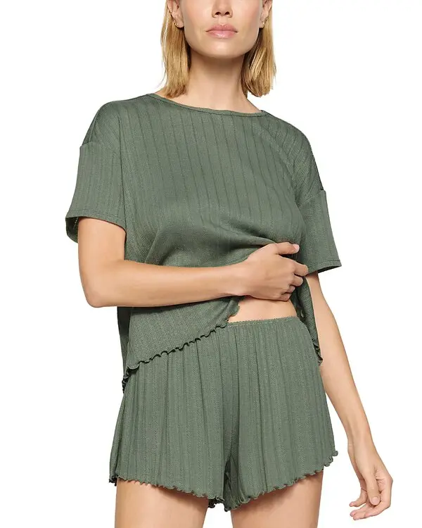 Eberjey Pointelle Sleeve Shorts - Desert Sage