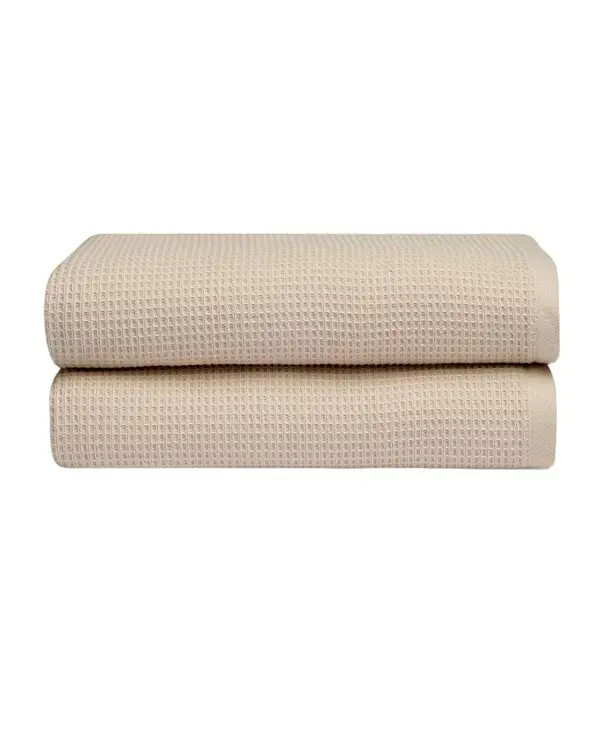 Cozy Earth Waffle Bath Towels, Set Of 2 - Sand