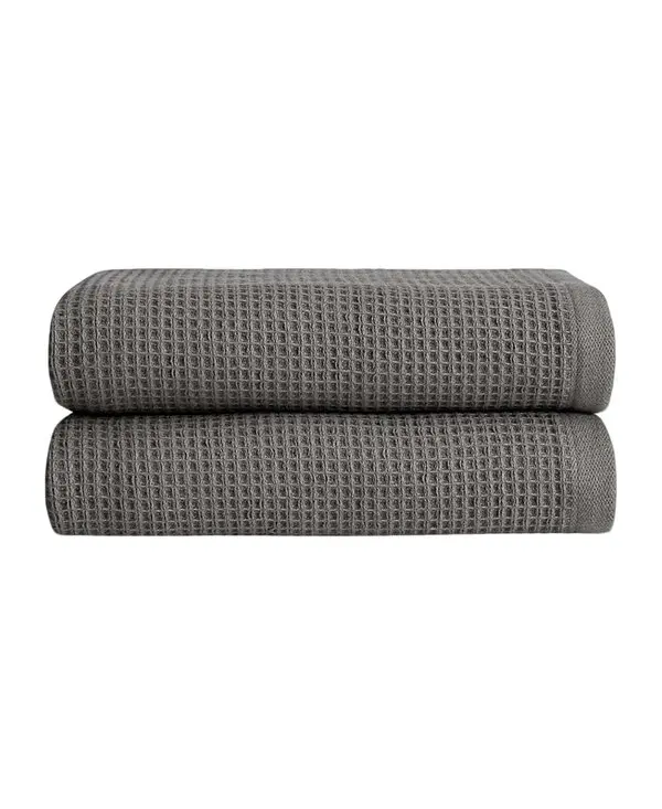 Cozy Earth Waffle Hand Towels, Set Of 2 - Charcoal