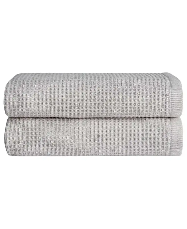 Cozy Earth Waffle Hand Towels, Set Of 2 - Light Grey