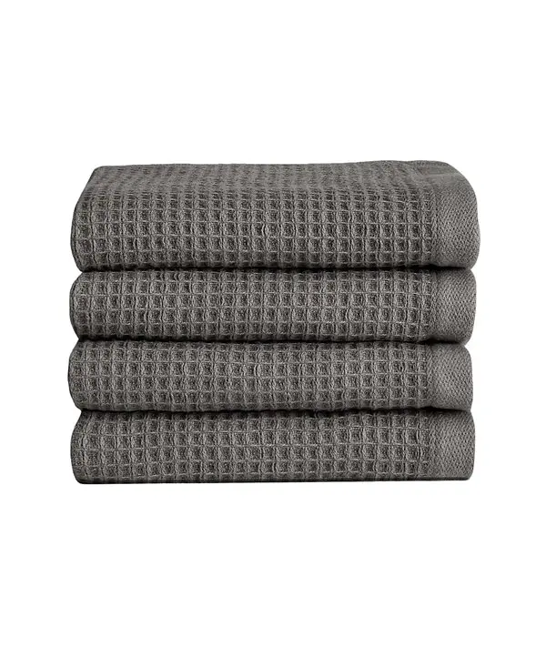 Cozy Earth Waffle Washcloths, Set Of 4 - Charcoal