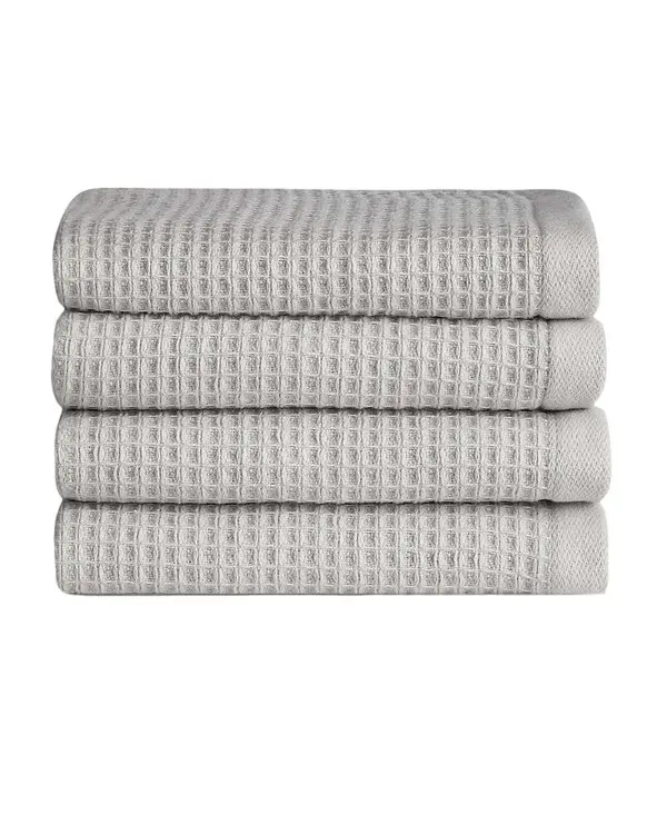 Cozy Earth Waffle Washcloths, Set Of 4 - Light Grey
