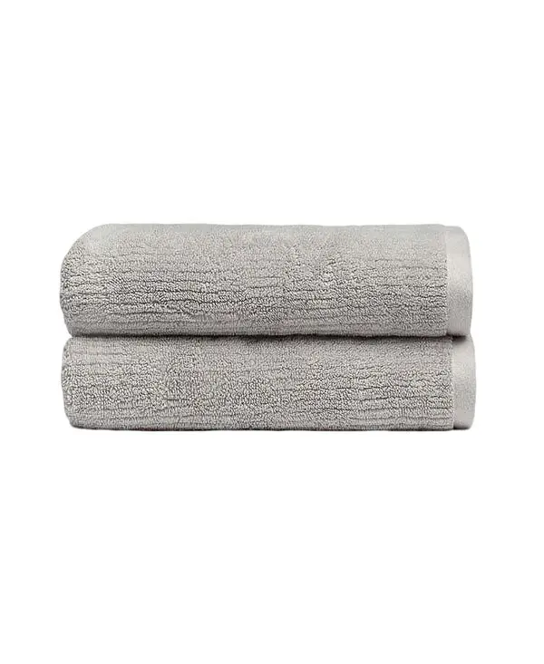 Cozy Earth Ribbed Terrry Hand Towels, Set Of 2 - Light Grey