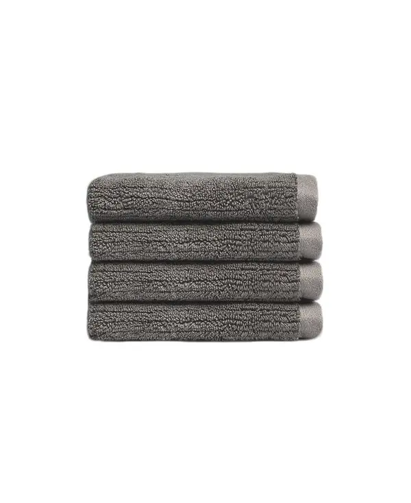 Cozy Earth Ribbed Terry Washcloths, Set Of 4 - Charcoal