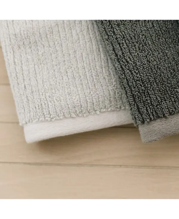 Cozy Earth Ribbed Terry Washcloths, Set Of 4 - Light Grey