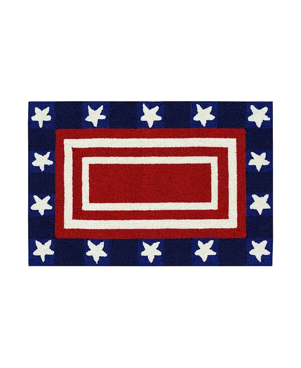 LIORA MANNE Frontporch Patriotic Pendant Area Rug, 1'8 X 2'6 - Red