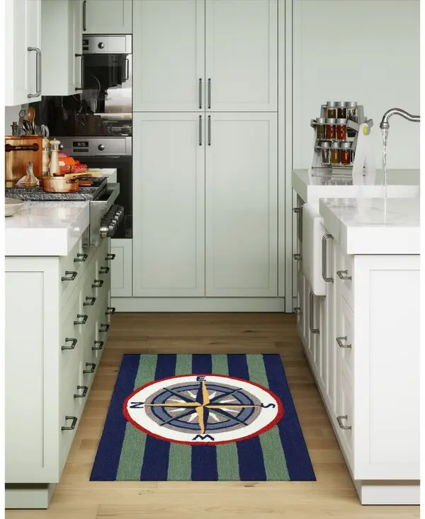 LUSH DECOR Liora Manne Frontporch Striped Compass Area Rug, 2' X 3