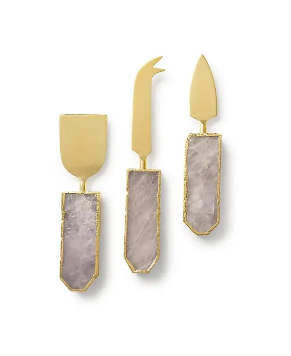 GAURI KOHLI Brittany Rose Quartz Cheese Knives, Set Of 3 - Pink