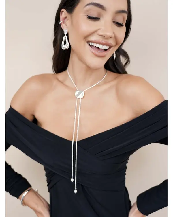 Ettika Liquid Lux Bolo Necklace - Silver