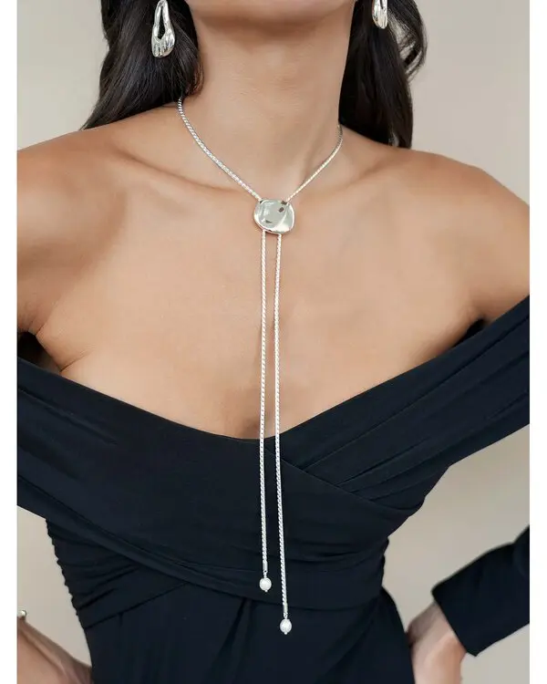 Ettika Liquid Lux Bolo Necklace - Silver