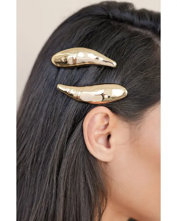 Ettika Tone Hair Barrettes Set - Gold