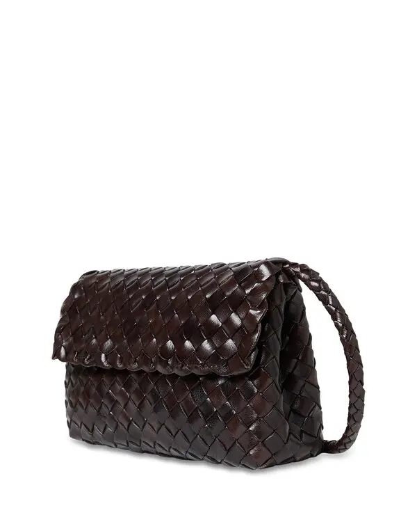 LOEFFLER RANDALL Vinnie Mini Woven Leather Crossbody - Chocolate