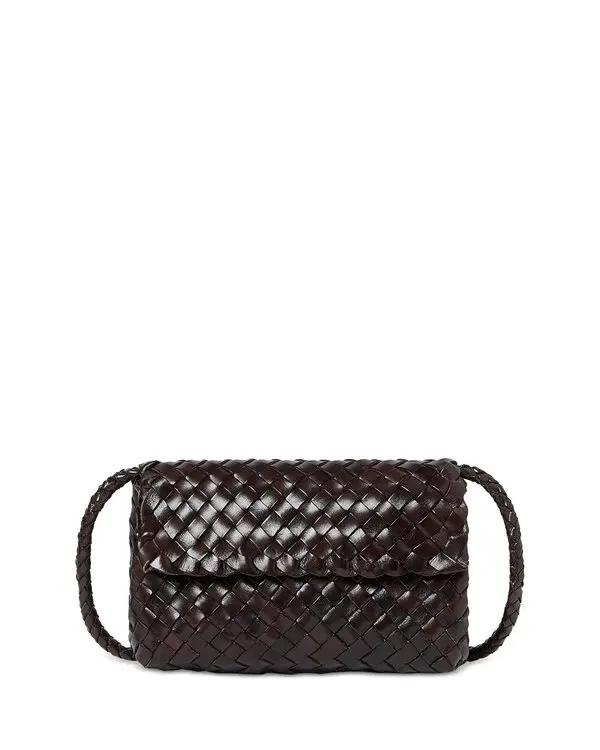 LOEFFLER RANDALL Vinnie Mini Woven Leather Crossbody - Chocolate