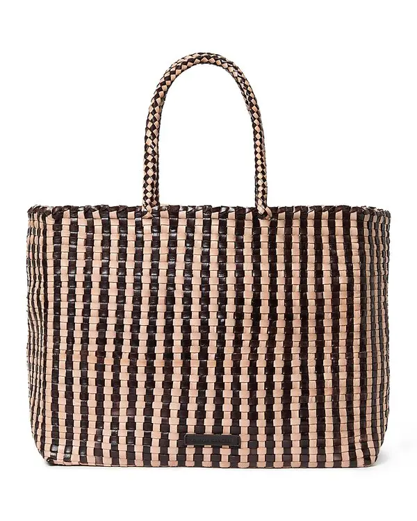 LOEFFLER RANDALL Small Woven Leather Tote - Chocolate/desert