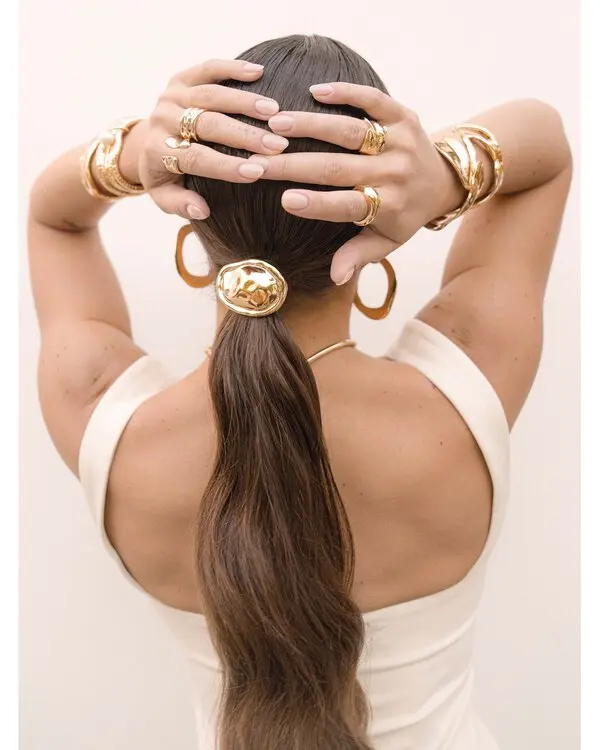 Ettika Liquid Lux Oval Hair Tie - Gold