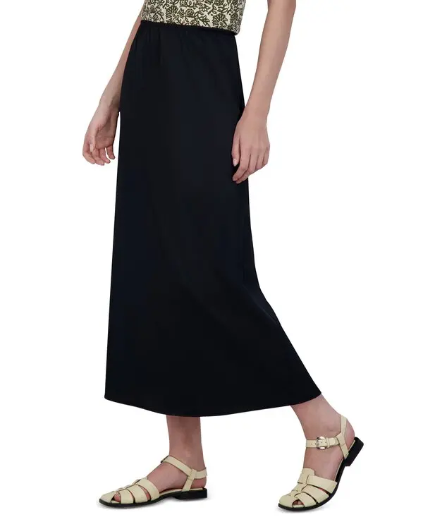 POINT Satin A-line Skirt - Black