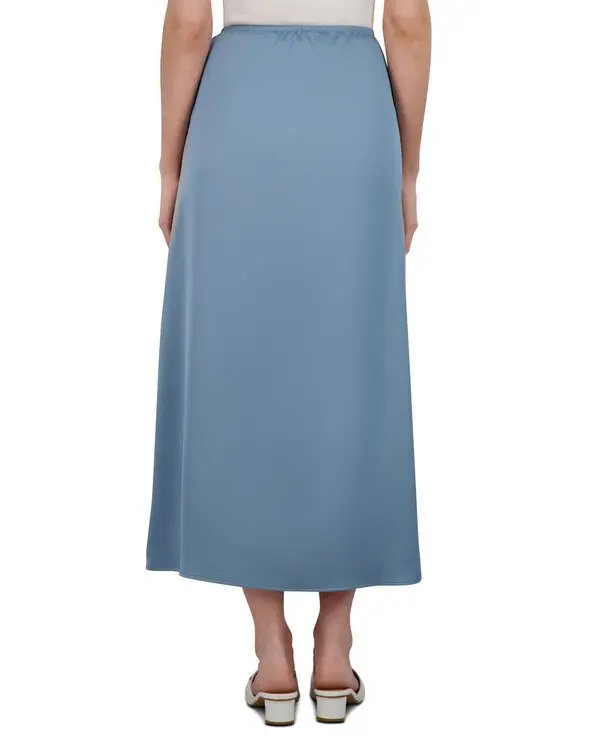 POINT Satin A-line Skirt - Dusty Blue