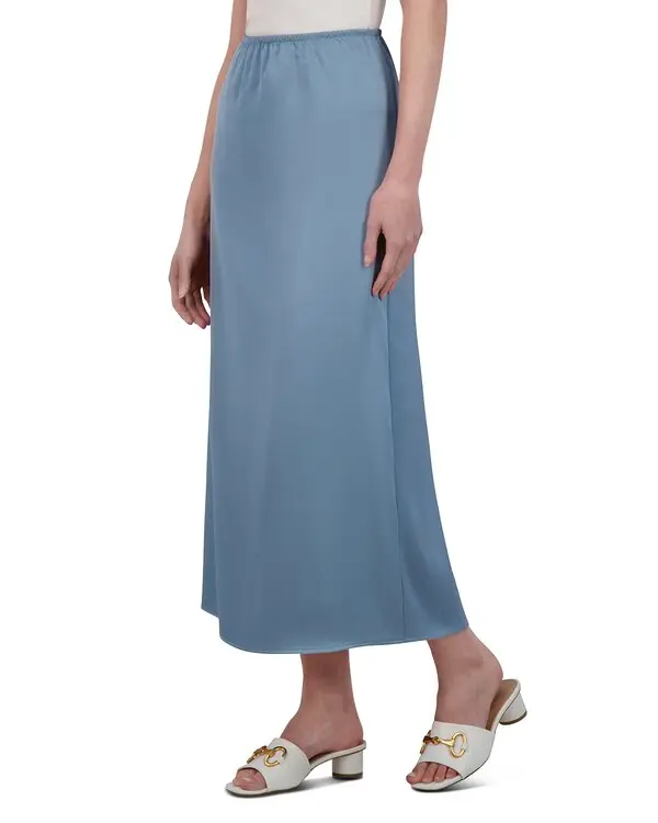 POINT Satin A-line Skirt - Dusty Blue