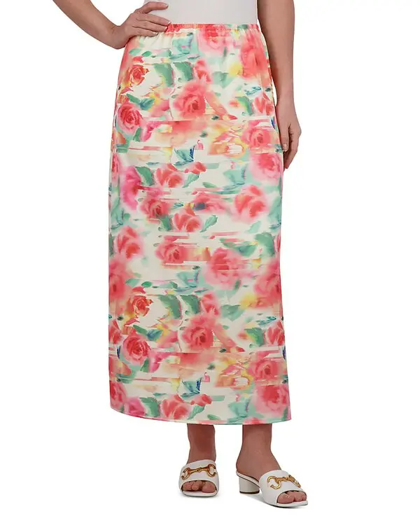 POINT Satin A-line Skirt - Brushed Floral