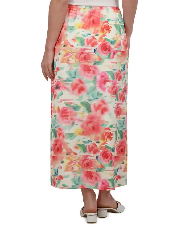 POINT Satin A-line Skirt - Brushed Floral