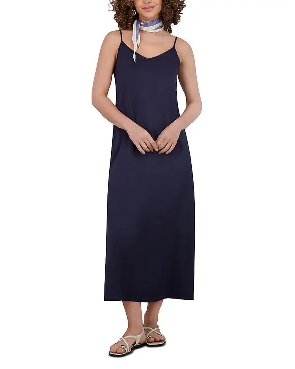 POINT Satin Straight Slip Dress - Dusk Navy