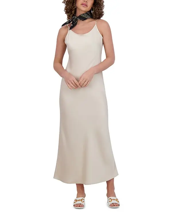 POINT Satin Straight Slip Dress - Ecru