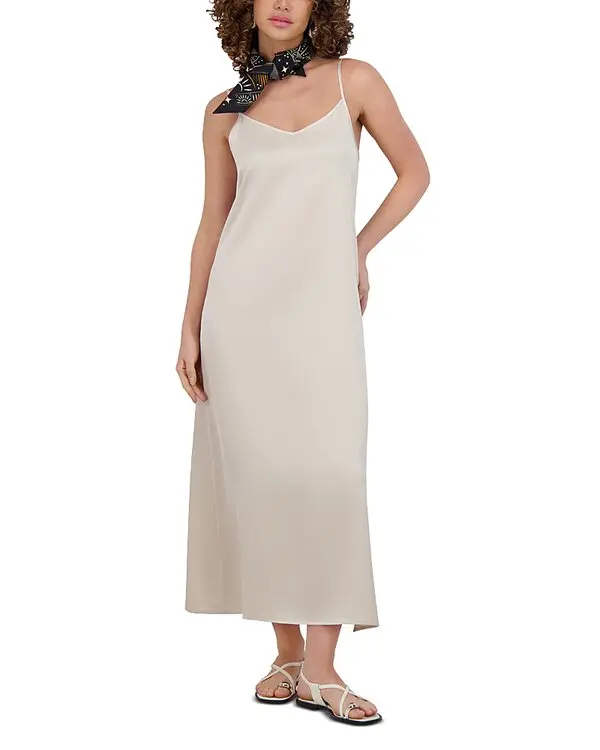 POINT Satin Straight Slip Dress - Ecru