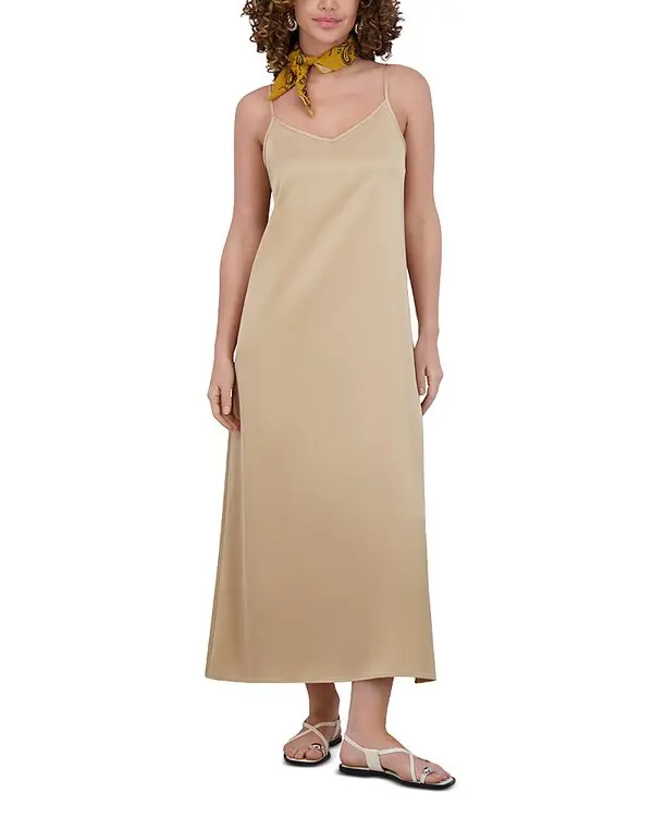 POINT Satin Straight Slip Dress - Sand