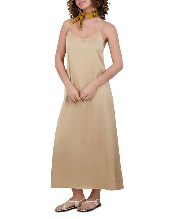 POINT Satin Straight Slip Dress - Sand