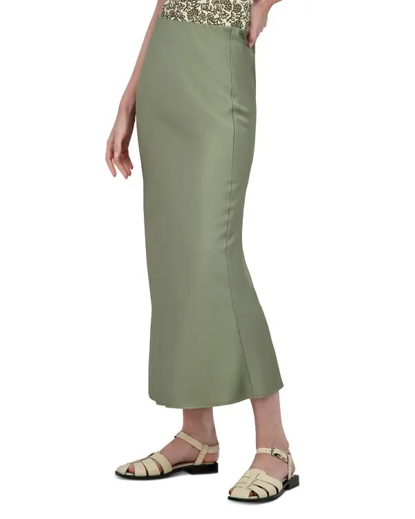 POINT Satin Slip Skirt - Sage
