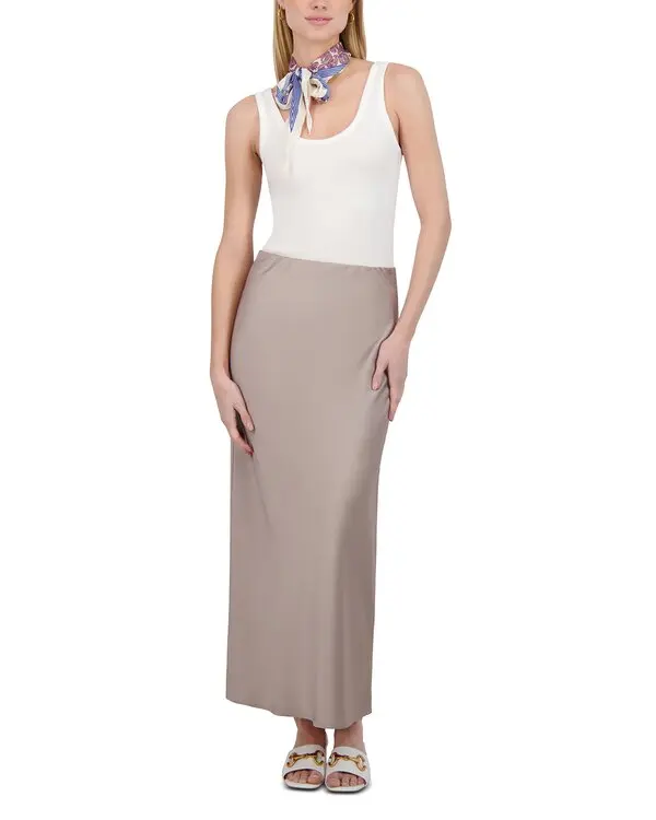POINT Satin Slip Skirt - Stone