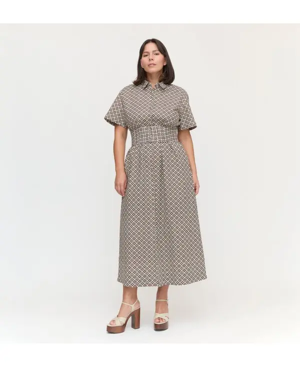 Hill House Home The Carolina Shirt Dress - Chocolate Circular Lattice |  Editorialist