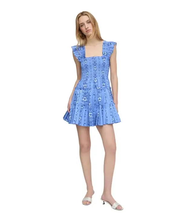 Hill House Home The Charlotte Nap Dress - Blue Arcadia Border