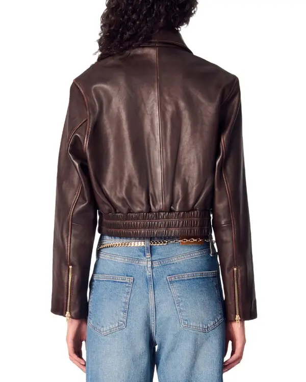 Maje Leather Zip-up Jacket