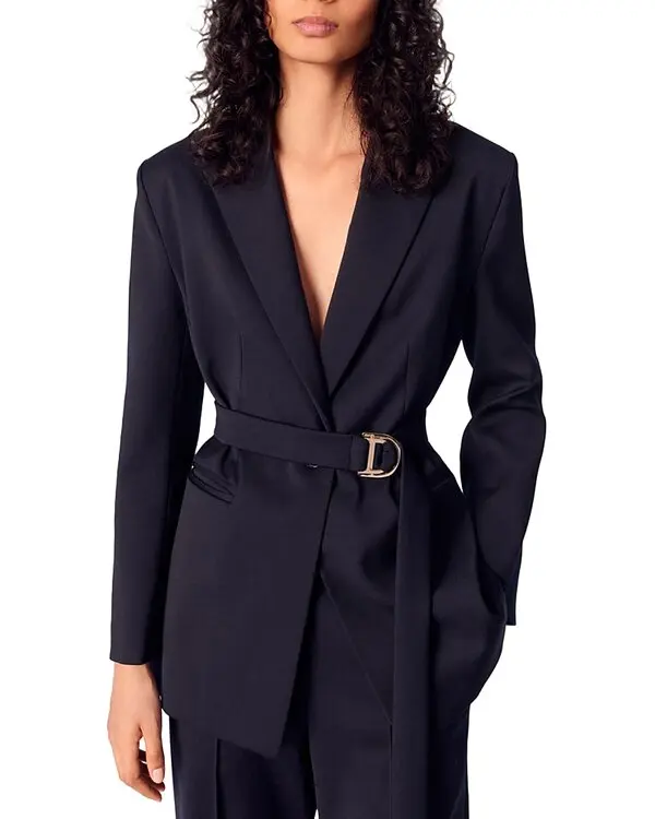 Maje Tailored Suit Jacket - Navy