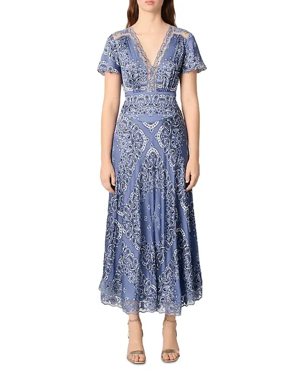 Maje Patterned Maxi Dress - Blue Bandana Print